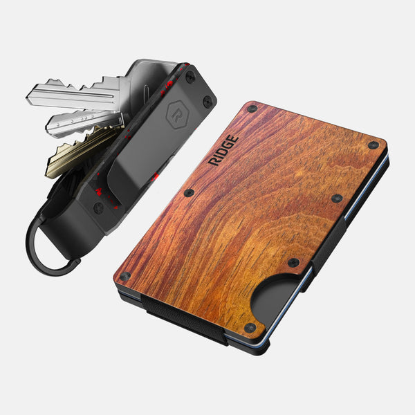 RIDGE | Wallet + KeyCase Kit - Mopane Wood + Forged Ember - Ridge EU