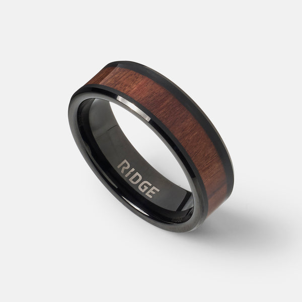 Ridge | Forged In Nature Collection | Mopane Wood Beveled Ring - Ridge EU